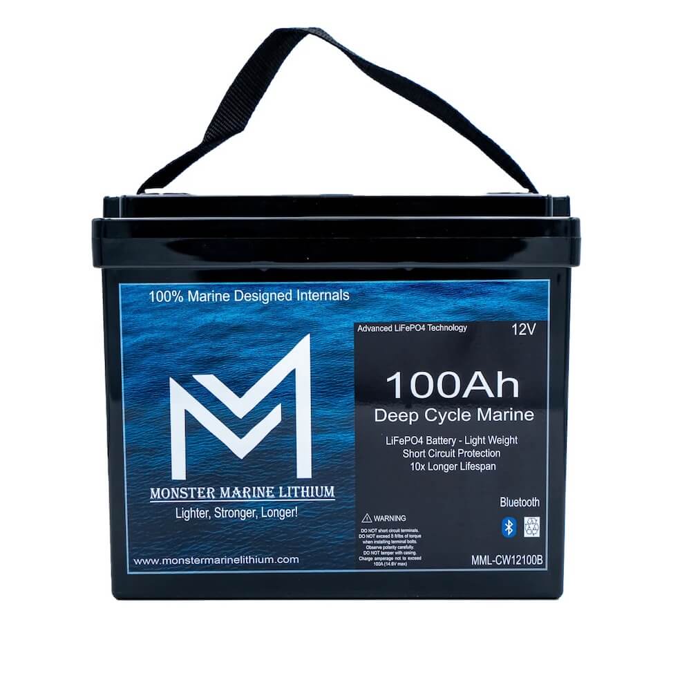 Monster Marine Lithium 12V 100Ah Slim Series Lithium Marine Deep Cycle ...