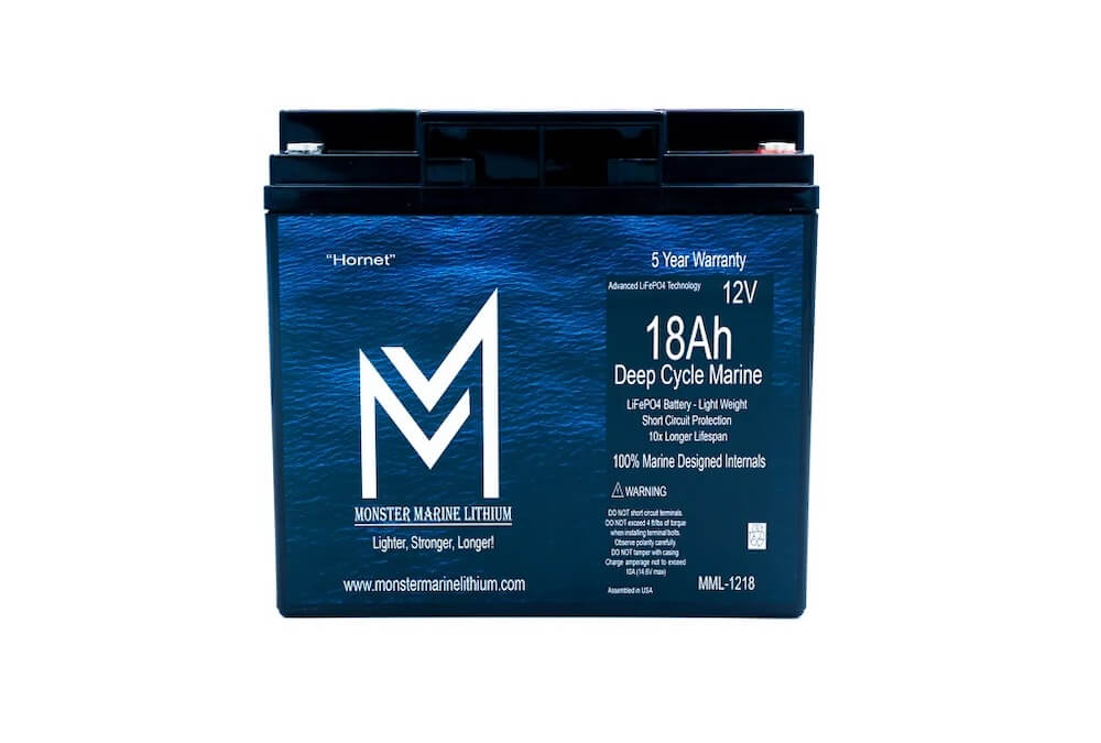 Monster Marine Lithium 12V 18Ah Lithium Marine Deep Cycle Battery "Hor ...