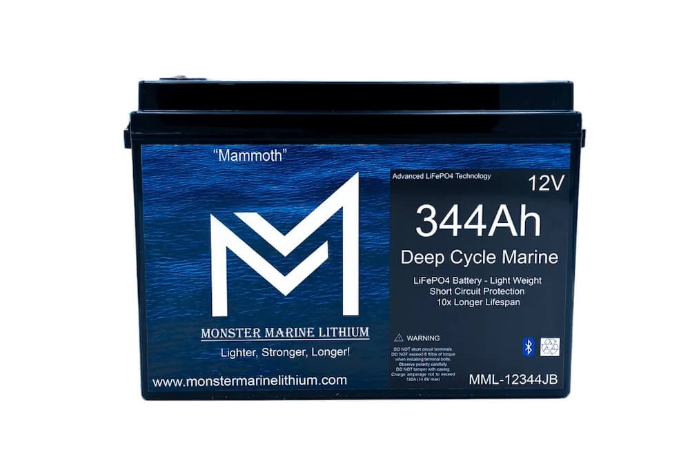 Monster Marine Lithium 12V 344Ah Lithium Deep Cycle Bluetooth Battery ...