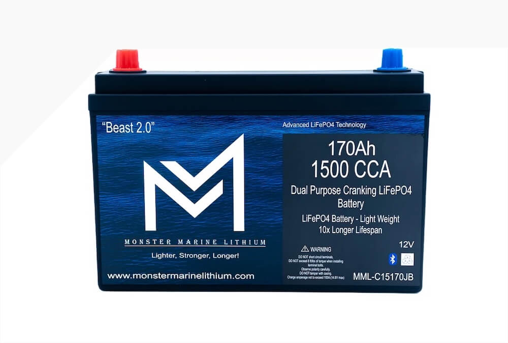 Monster Marine Lithium 1500 CCA 170Ah Lithium Dual Purpose Cranking Bl ...