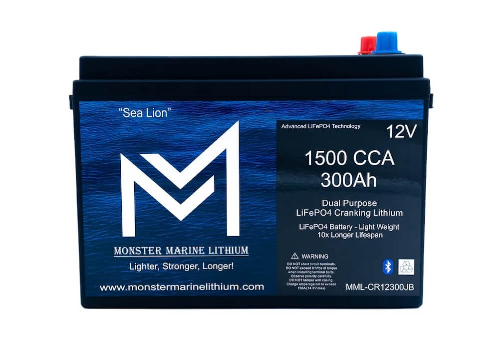 Monster Marine Lithium 1500 CCA 300Ah Lithium Dual Purpose Cranking Bl ...