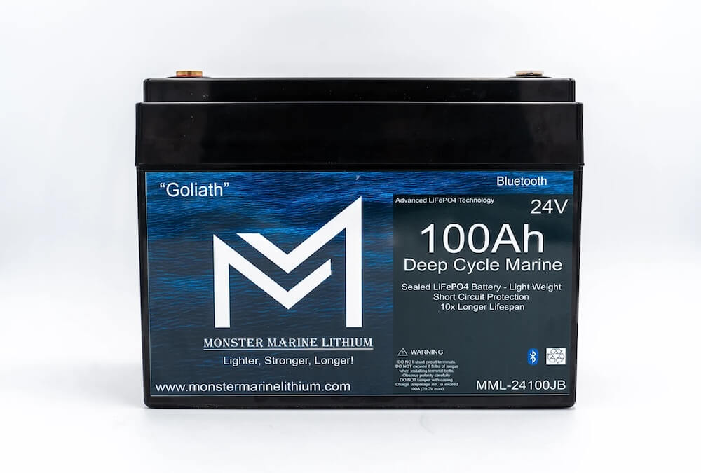 Monster Marine Lithium 24V 100Ah Lithium Marine Trolling Bluetooth Bat ...
