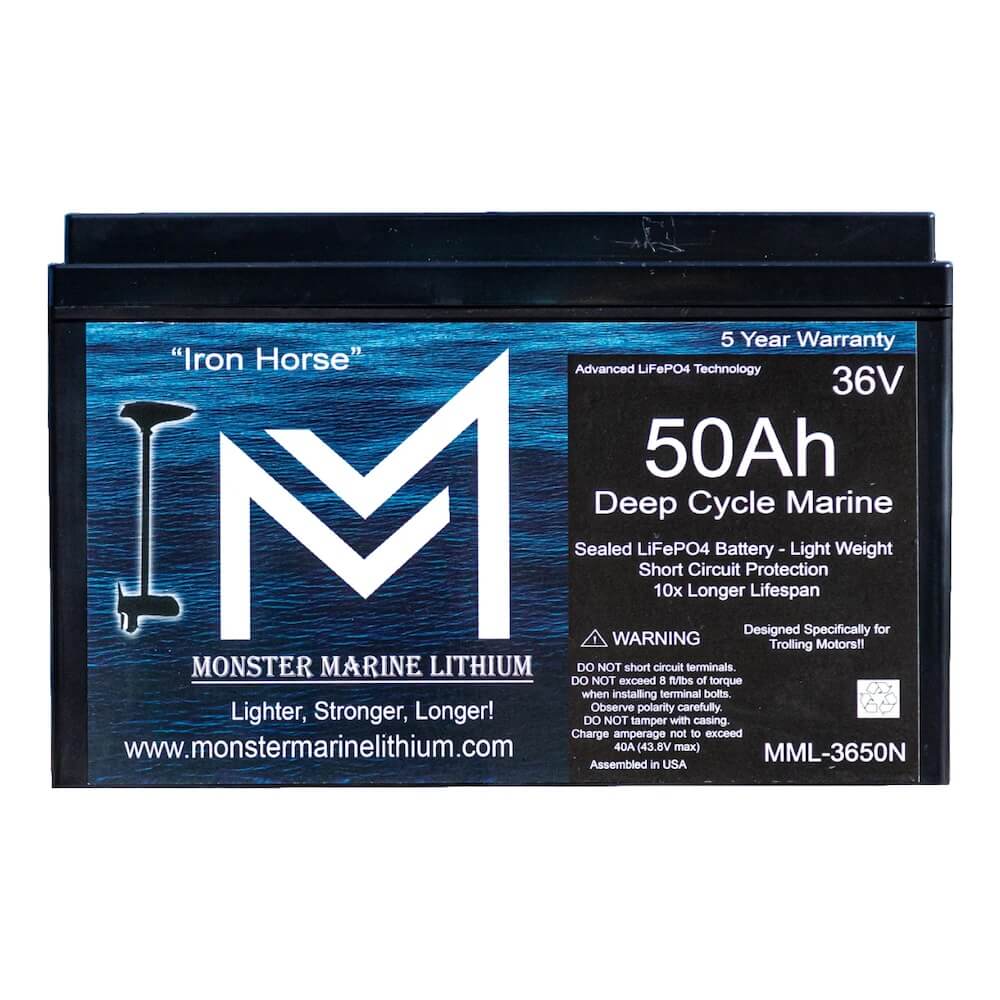 Monster Marine Lithium 36V 50Ah Lithium Trolling Bluetooth Battery MML ...